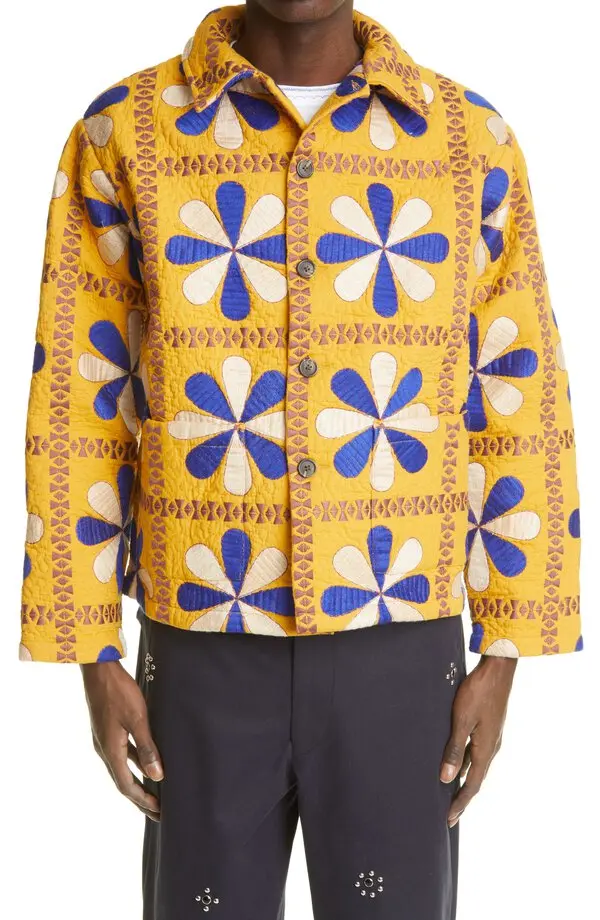 Bode X Marcus Paul Bengali Tableau Quilted Workwear Jacket In